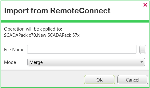 SCADAPack x70 Driver Guide - Import from RemoteConnect (Using SCADAPack x70 Specific Actions)